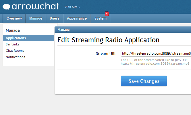 Streaming Music Player - ArrowChat Application